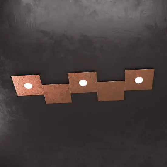 Applique Moderna 5 Moduli Eccentric Metallo Foglia Rame 3 Luci Gx53