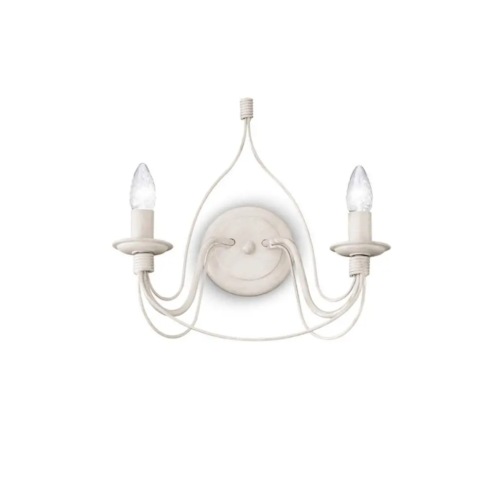 Applique Shabby Chic-Provenzale Corte Metallo Bianco 2 Luci E14
