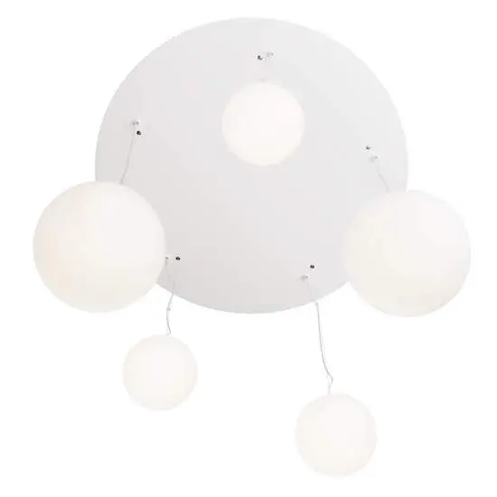 Lampadario Minimal Basic Form In Metallo Bianco 5 Luci Con Diffusori In ...