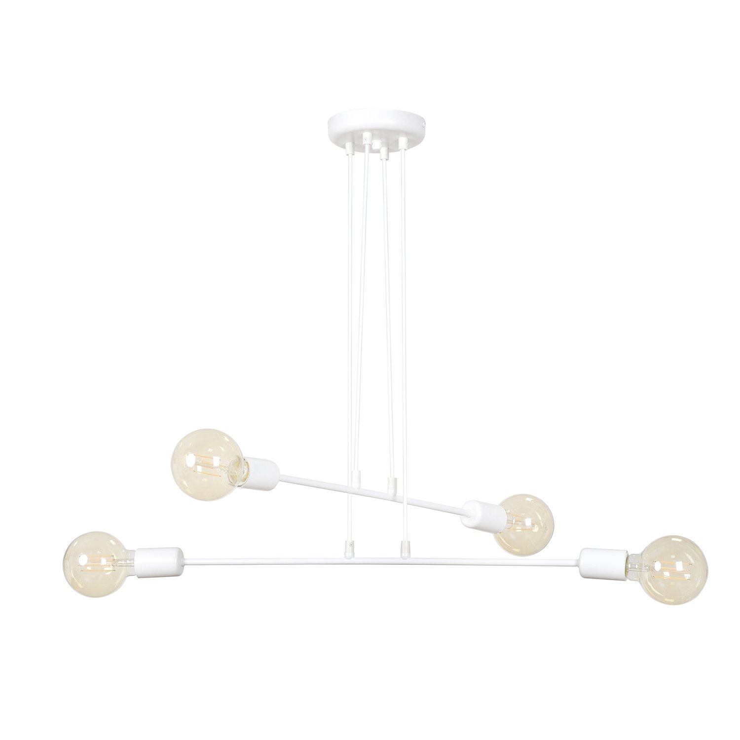 Lampadario industrial 4 luci Multiplo in acciaio bianco a bracci emibig ...
