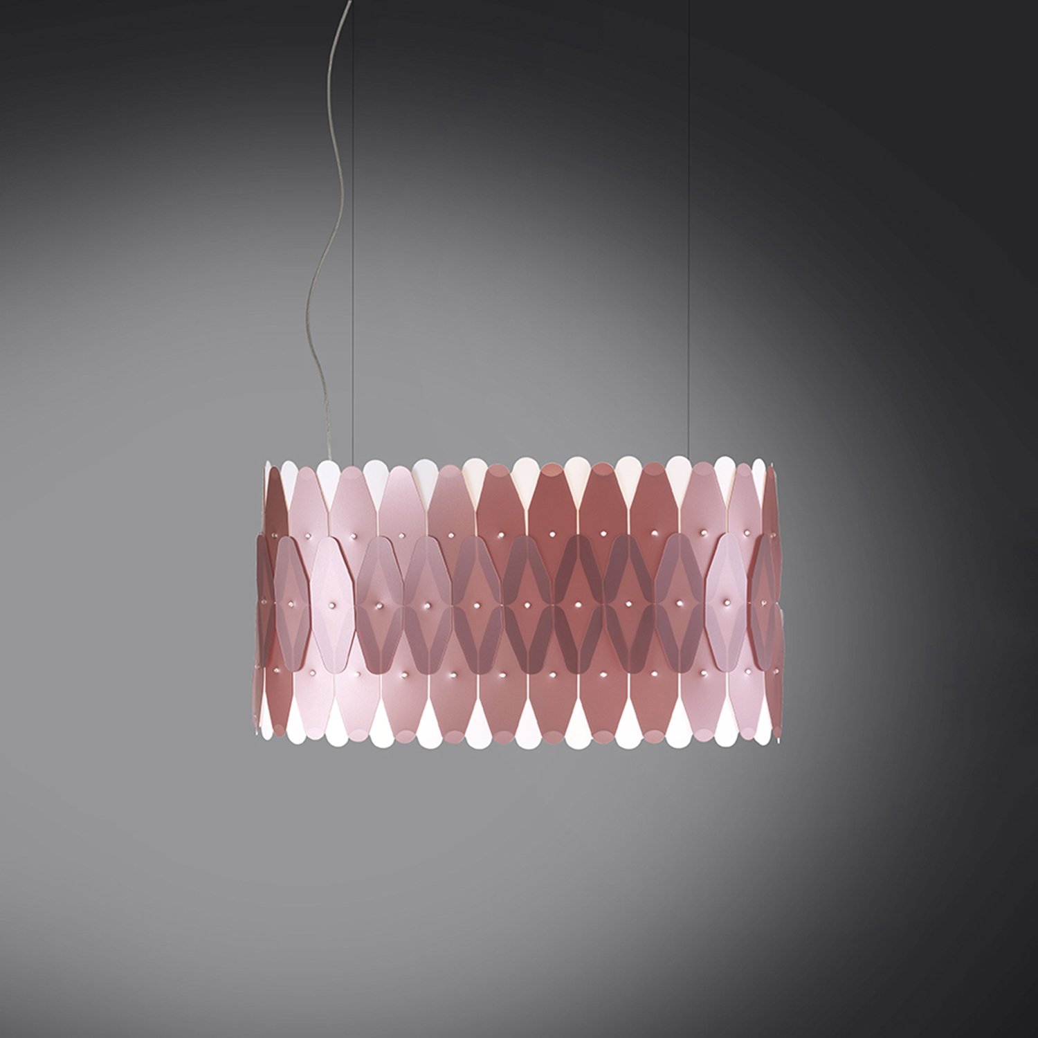 Lampadario Moderno Ovale Amanda Polilux ® Pink Metal E Metallo Cromo 3 ...