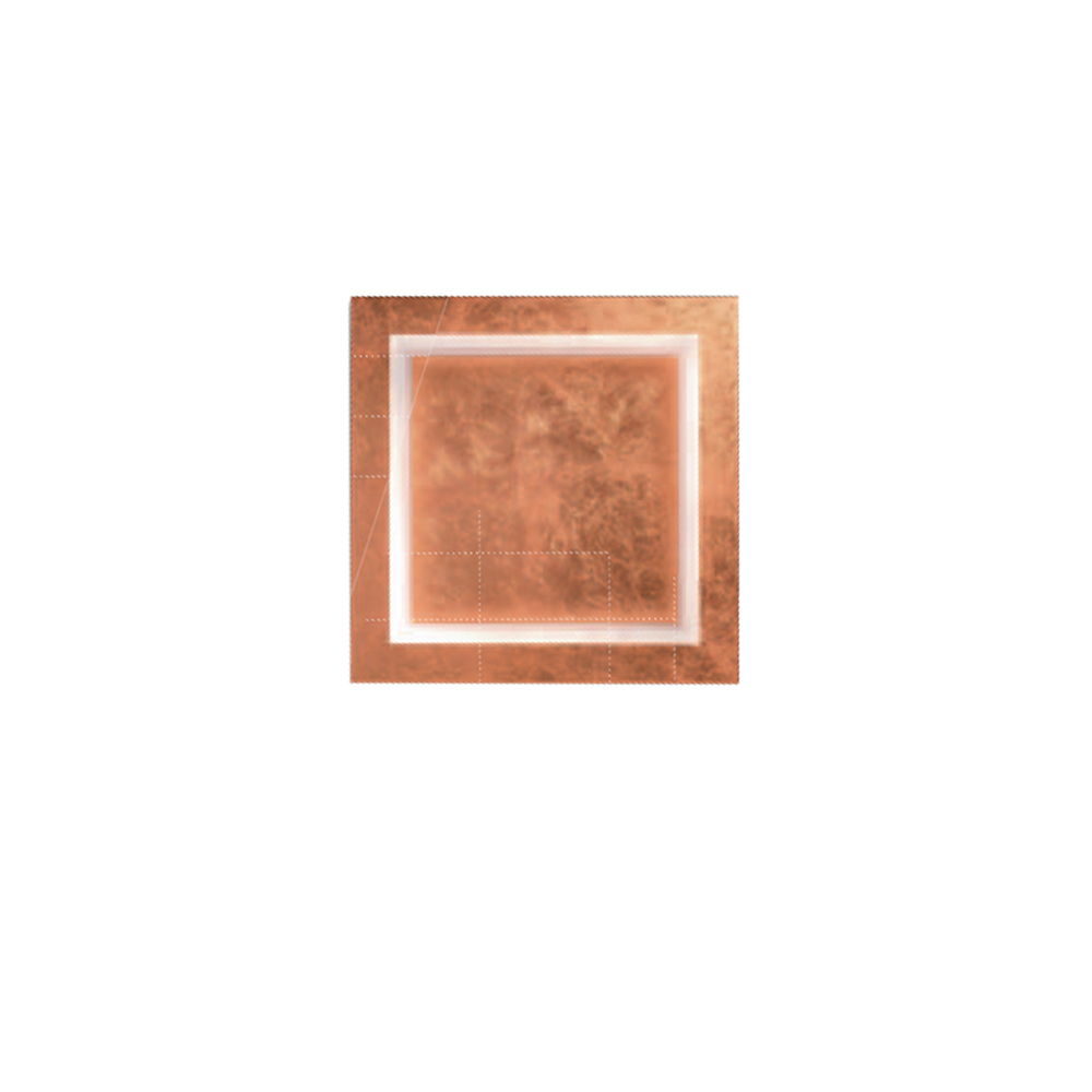 Plafoniera Contemporanea Square Metallo Foglia Rame Led 28W