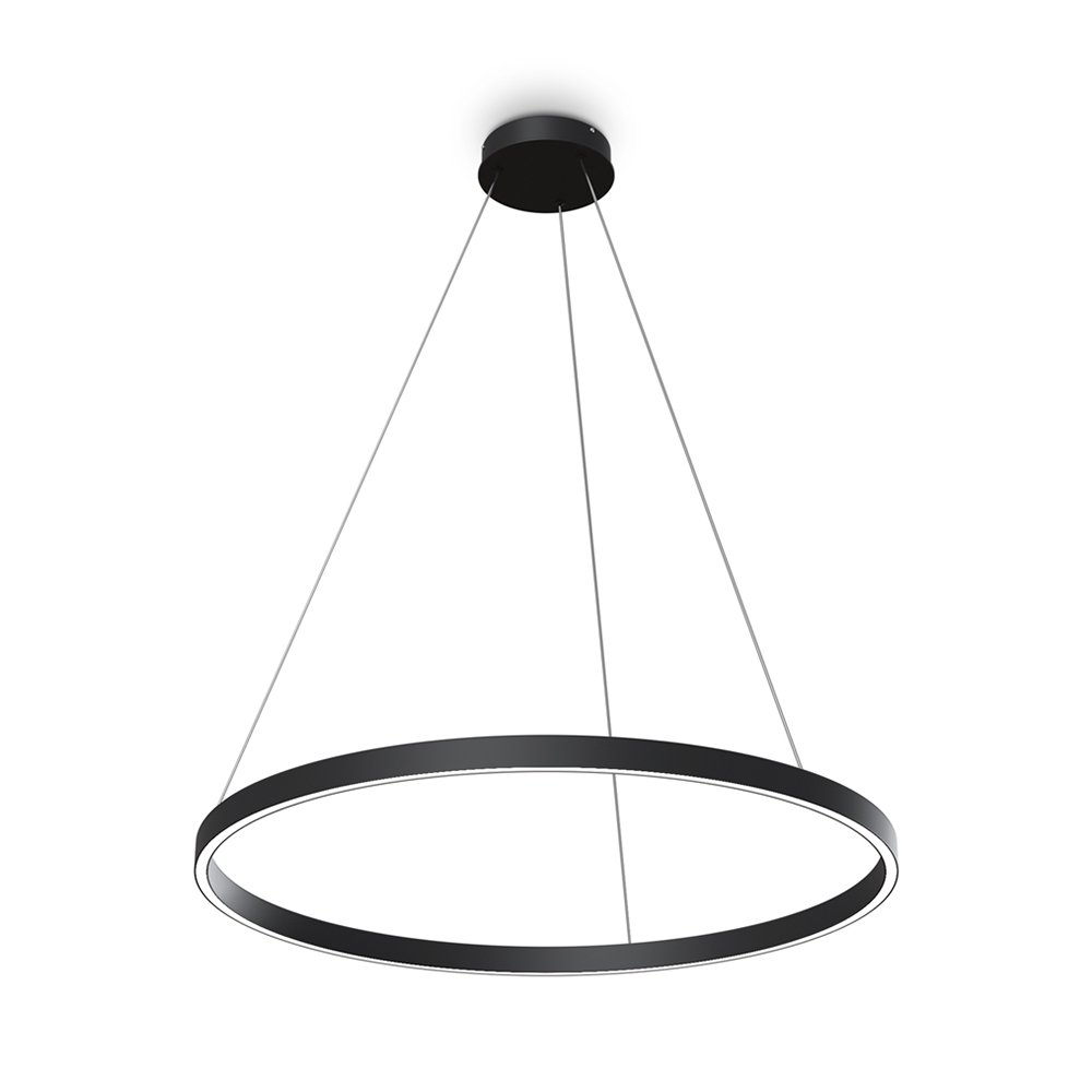Lampadario A Sospensione Moderno Rim Alluminio Nero 1 Luce Led 51W