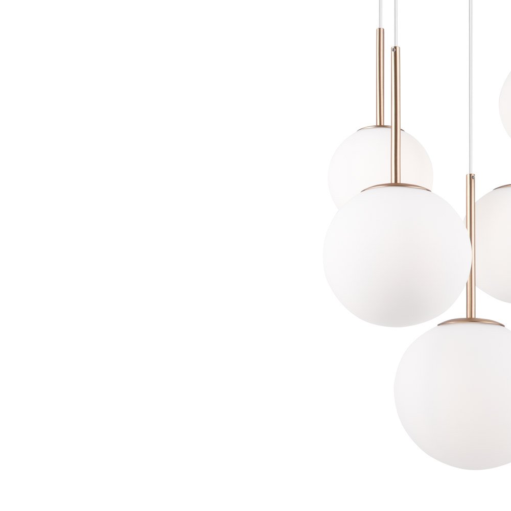 Lampadario Minimal Basic Form In Metallo Bianco E Oro 5 Luci E ...