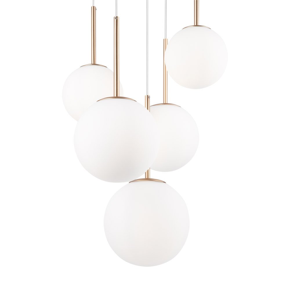 Lampadario Minimal Basic Form In Metallo Bianco E Oro 5 Luci E ...