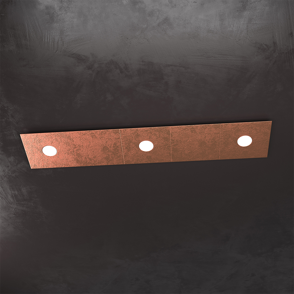 Applique Moderna 5 Moduli Eccentric Metallo Foglia Rame 3 Luci Gx53